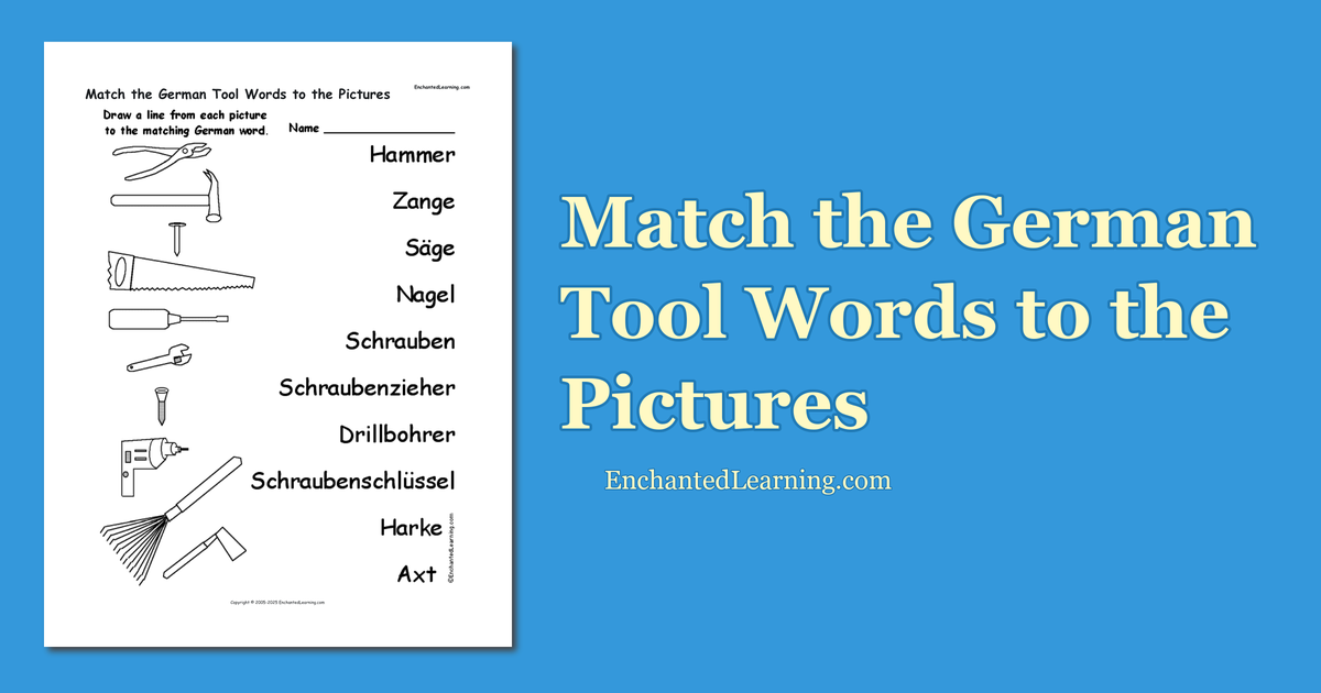 Match the German Tool Words to the Pictures - Enchanted Learning