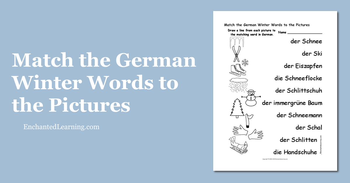 Match the German Winter Words to the Pictures - Enchanted Learning