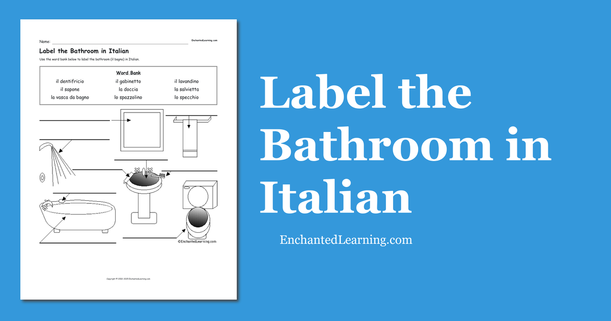 Label the Bathroom in Italian - Enchanted Learning