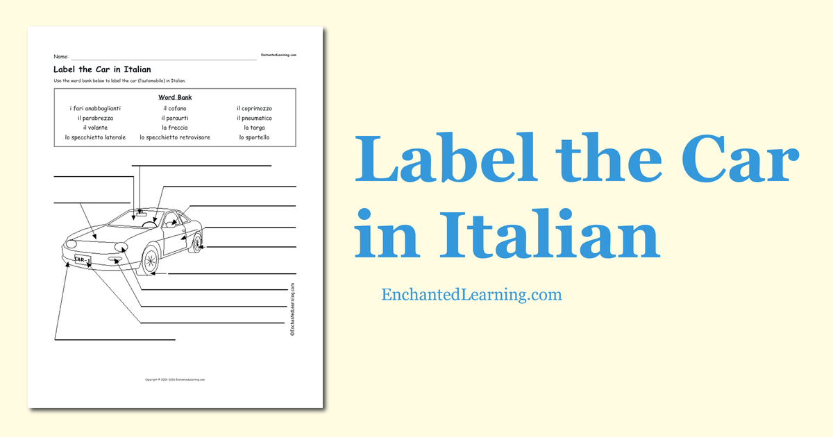 Label the Car in Italian - Enchanted Learning