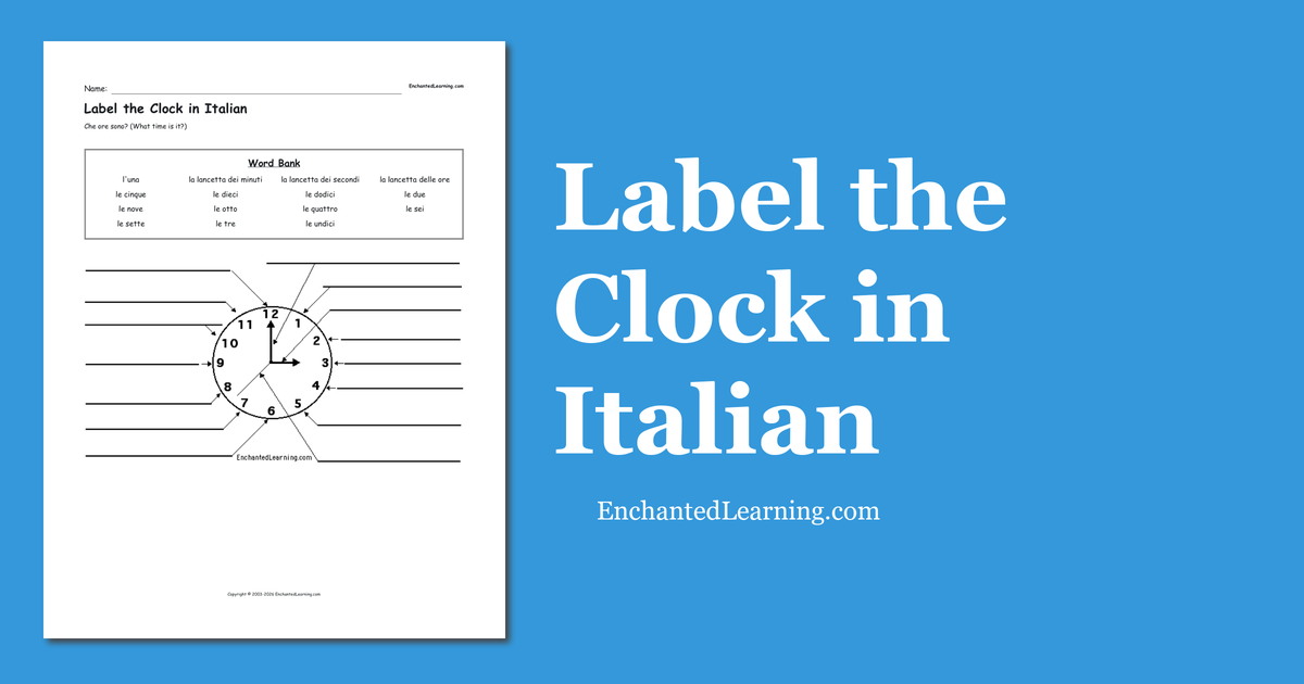 Label the Clock in Italian - Enchanted Learning