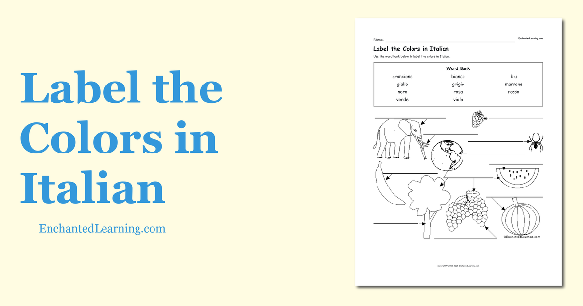 Label the Colors in Italian - Enchanted Learning
