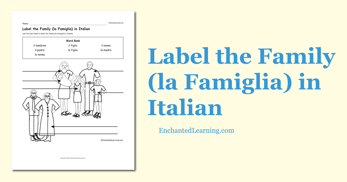 Label the Family (la Famiglia) in Italian - Enchanted Learning