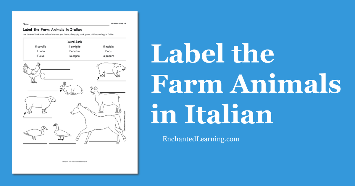 Label the Farm Animals in Italian - Enchanted Learning