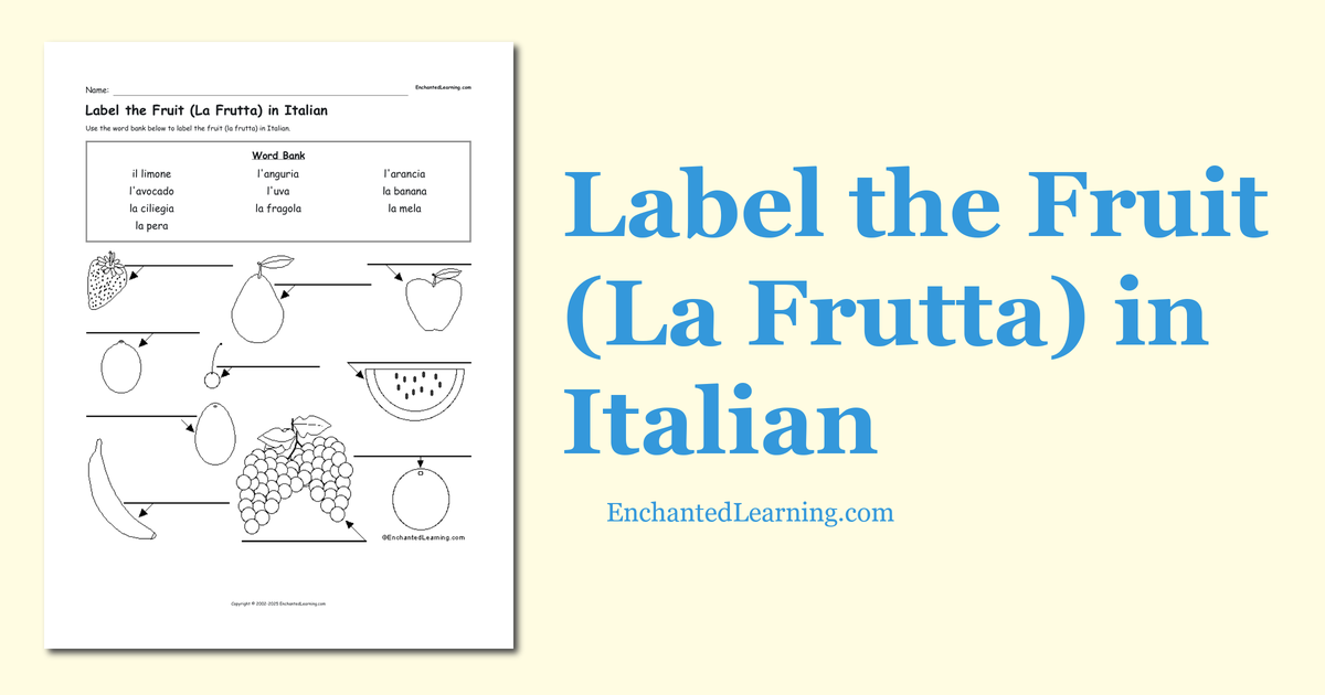 Label the Fruit (La Frutta) in Italian - Enchanted Learning