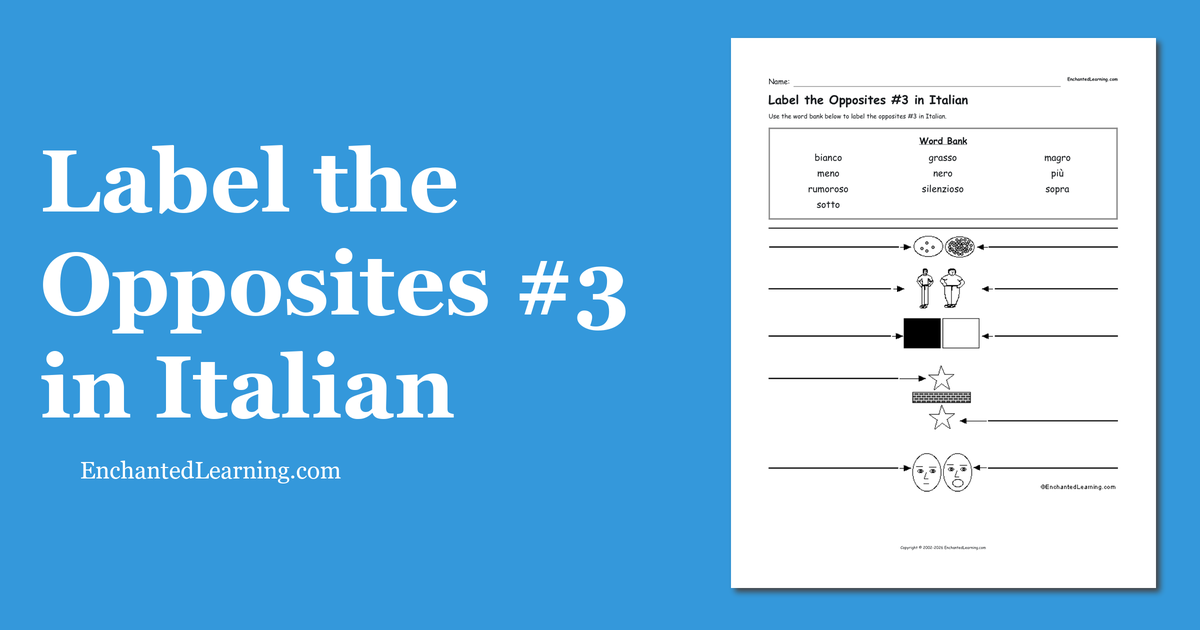 Label the Opposites #3 in Italian - Enchanted Learning