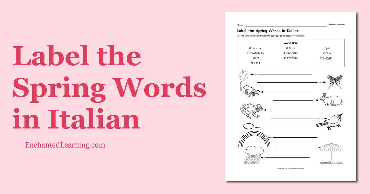 Label the Spring Words in Italian - Enchanted Learning