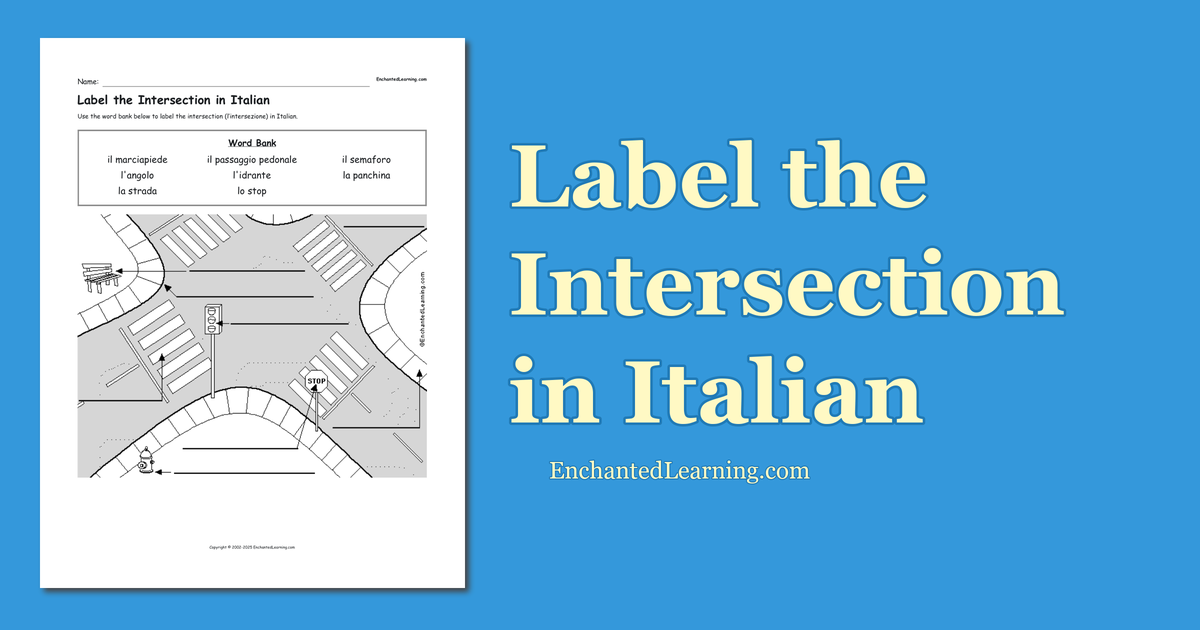 Label the Intersection in Italian - Enchanted Learning