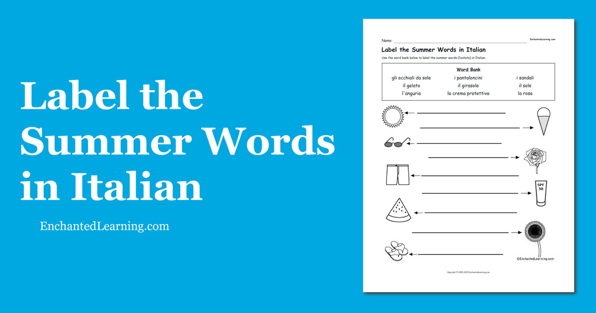 Label the Summer Words in Italian - Enchanted Learning