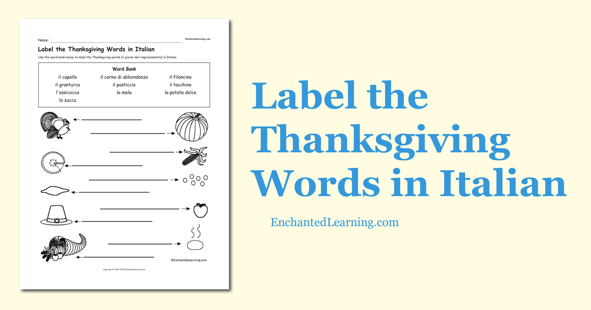 Label the Thanksgiving Words in Italian - Enchanted Learning