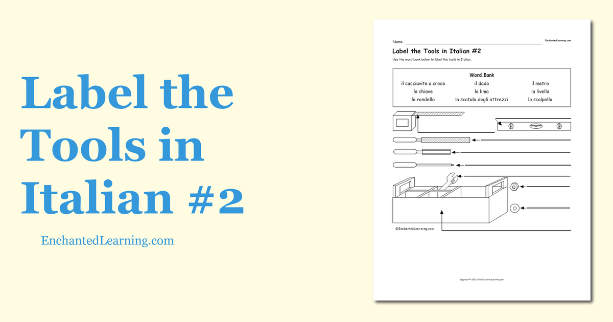 Label the Tools in Italian #2 - Enchanted Learning