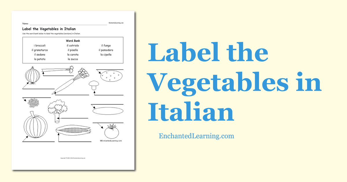 Label the Vegetables in Italian - Enchanted Learning