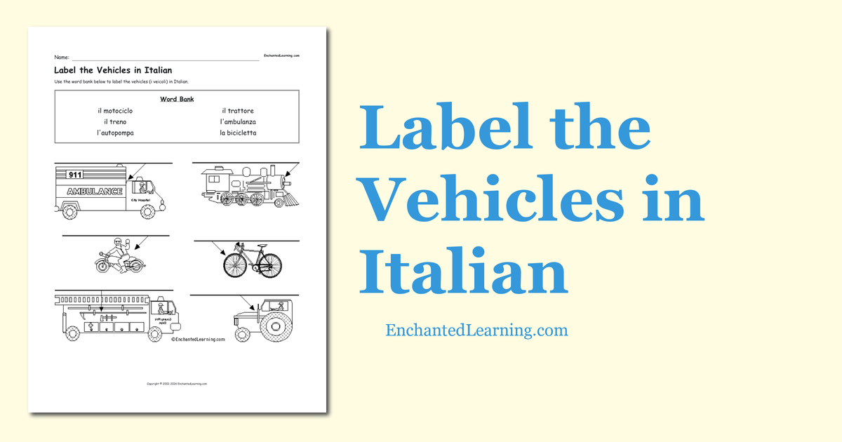 Label the Vehicles in Italian - Enchanted Learning