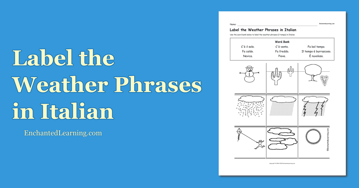 Label the Weather Phrases in Italian - Enchanted Learning