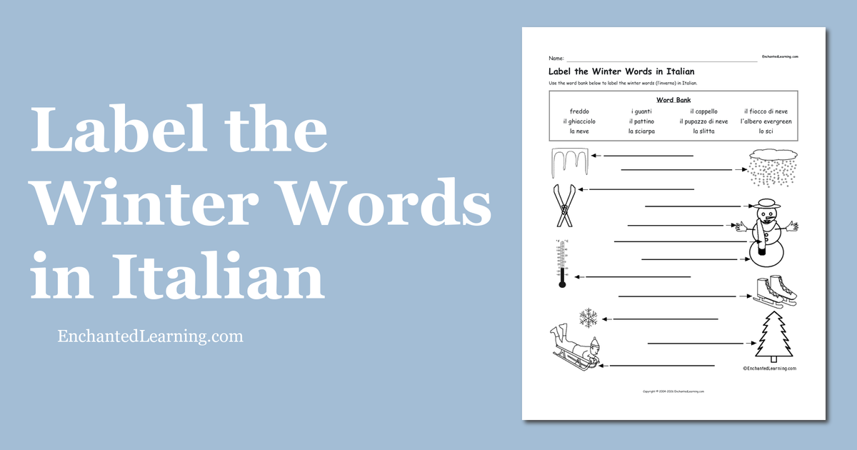 Label the Winter Words in Italian - Enchanted Learning