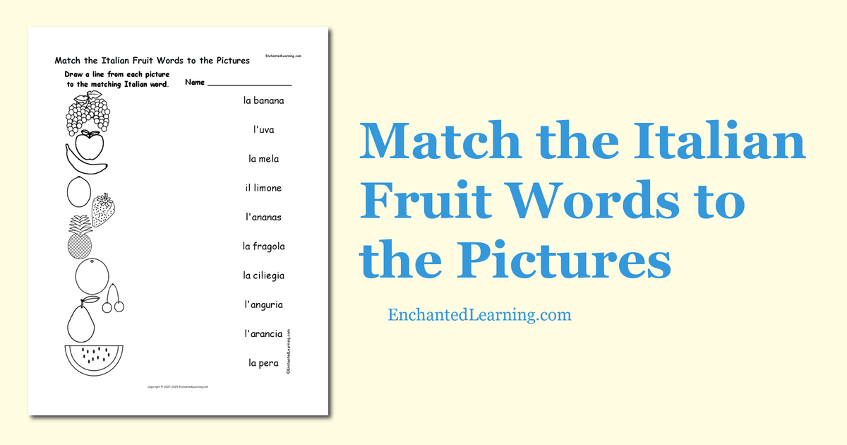 Match the Italian Fruit Words to the Pictures - Enchanted Learning