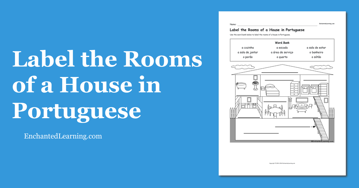 Label the Rooms of a House in Portuguese - Enchanted Learning