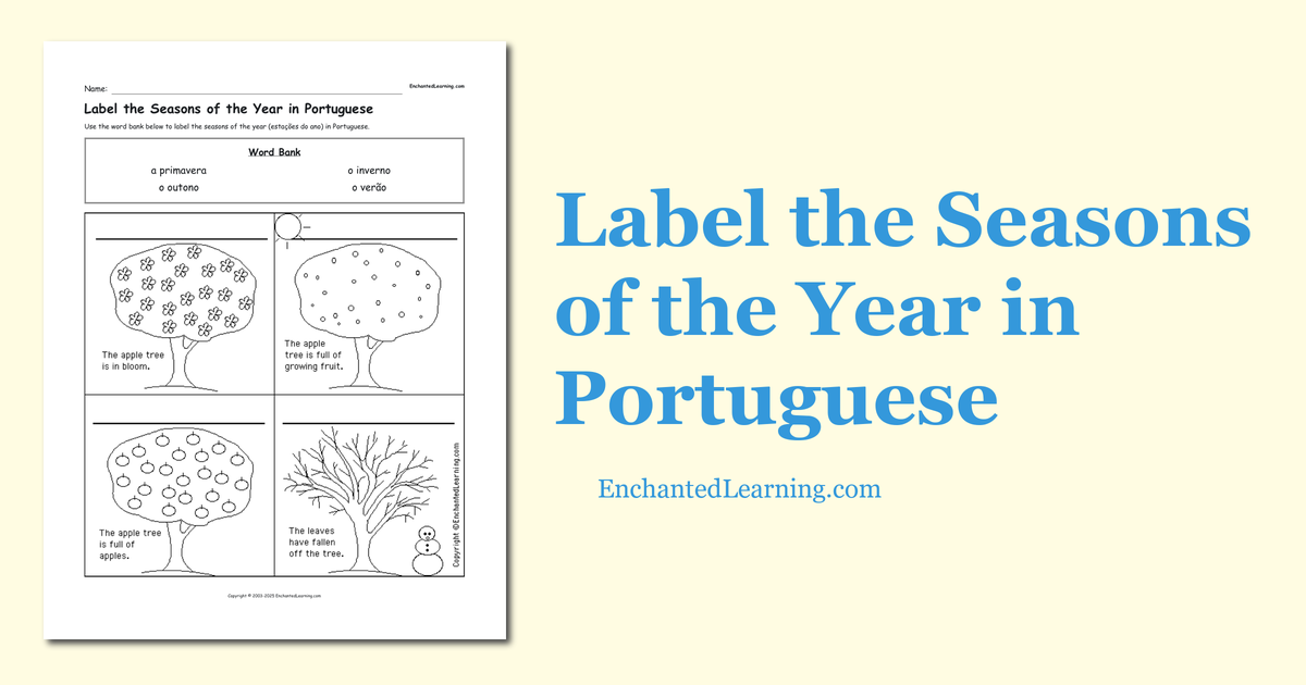 Label the Seasons of the Year in Portuguese - Enchanted Learning