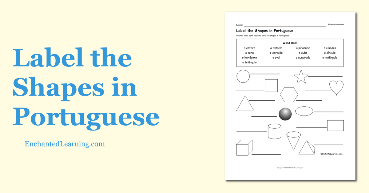 Label the Shapes in Portuguese - Enchanted Learning