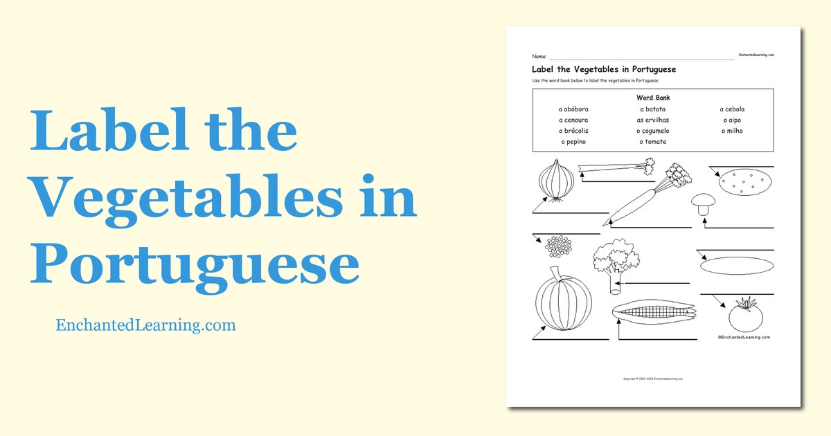 Label the Vegetables in Portuguese - Enchanted Learning