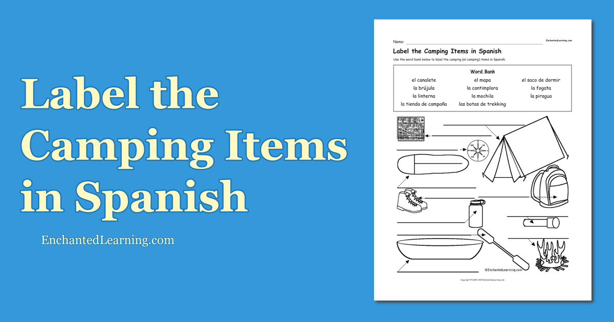 Label the Camping Items in Spanish - Enchanted Learning