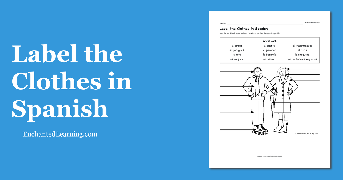 Label the Clothes in Spanish #2 - Enchanted Learning