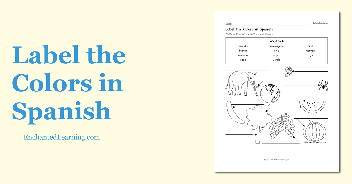 Label the Colors in Spanish - Enchanted Learning