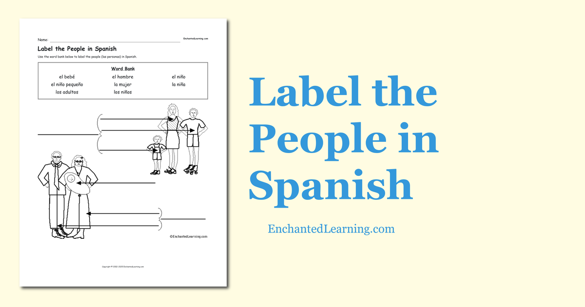 Label the People in Spanish - Enchanted Learning