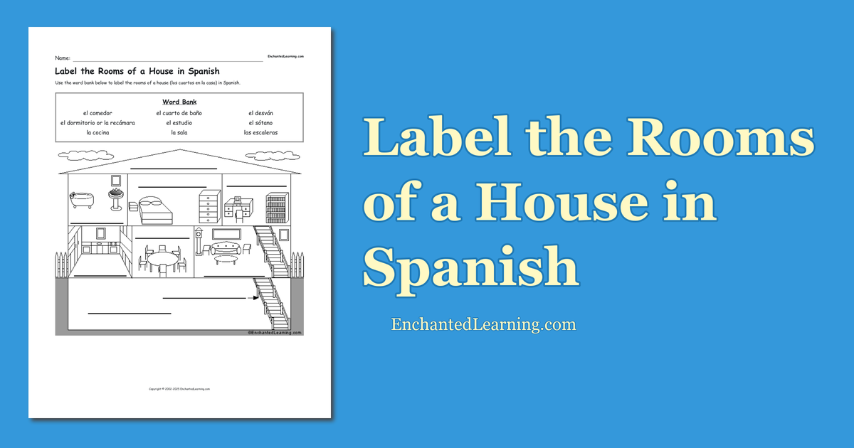 Label the Rooms of a House in Spanish - Enchanted Learning