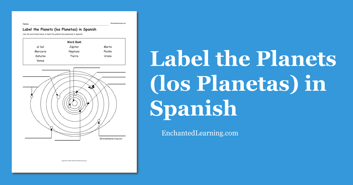 Label the Planets (los Planetas) in Spanish - Enchanted Learning