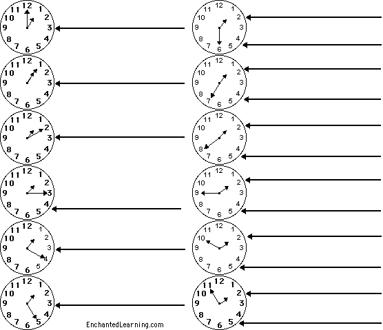 Label The Clocks In Spanish Printout EnchantedLearning