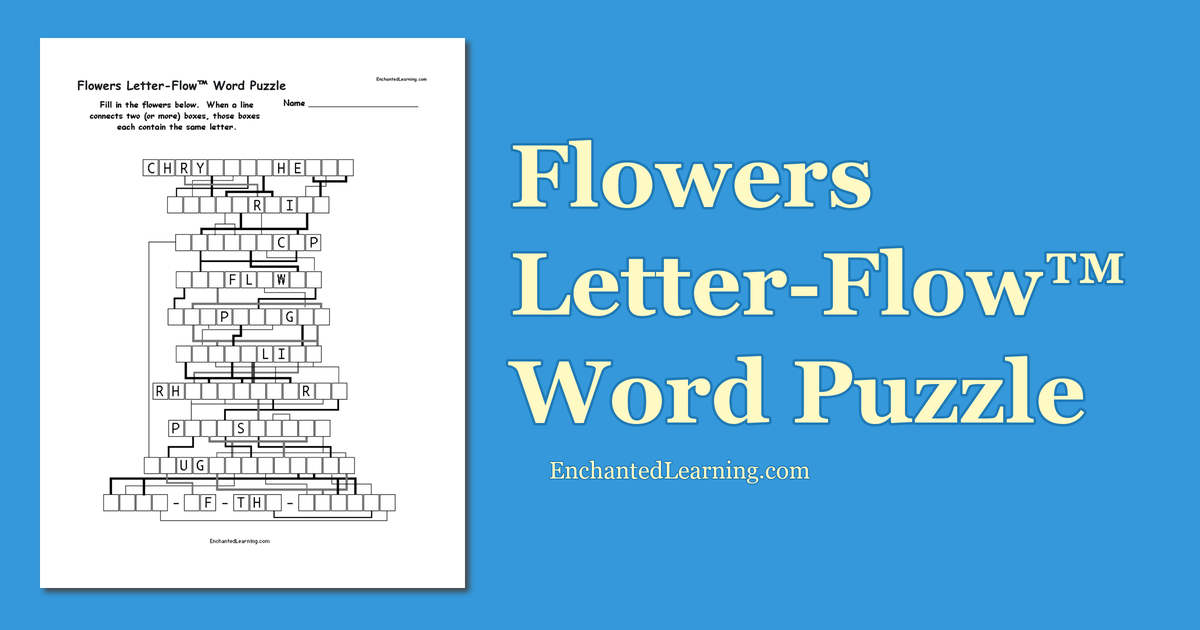 Flowers Letter-Flow™ Word Puzzle - Enchanted Learning