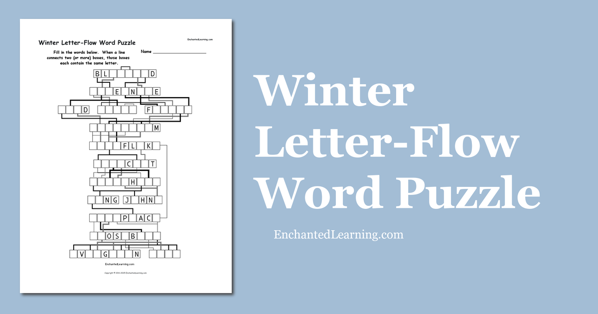 Winter Letter-Flow Word Puzzle - Enchanted Learning