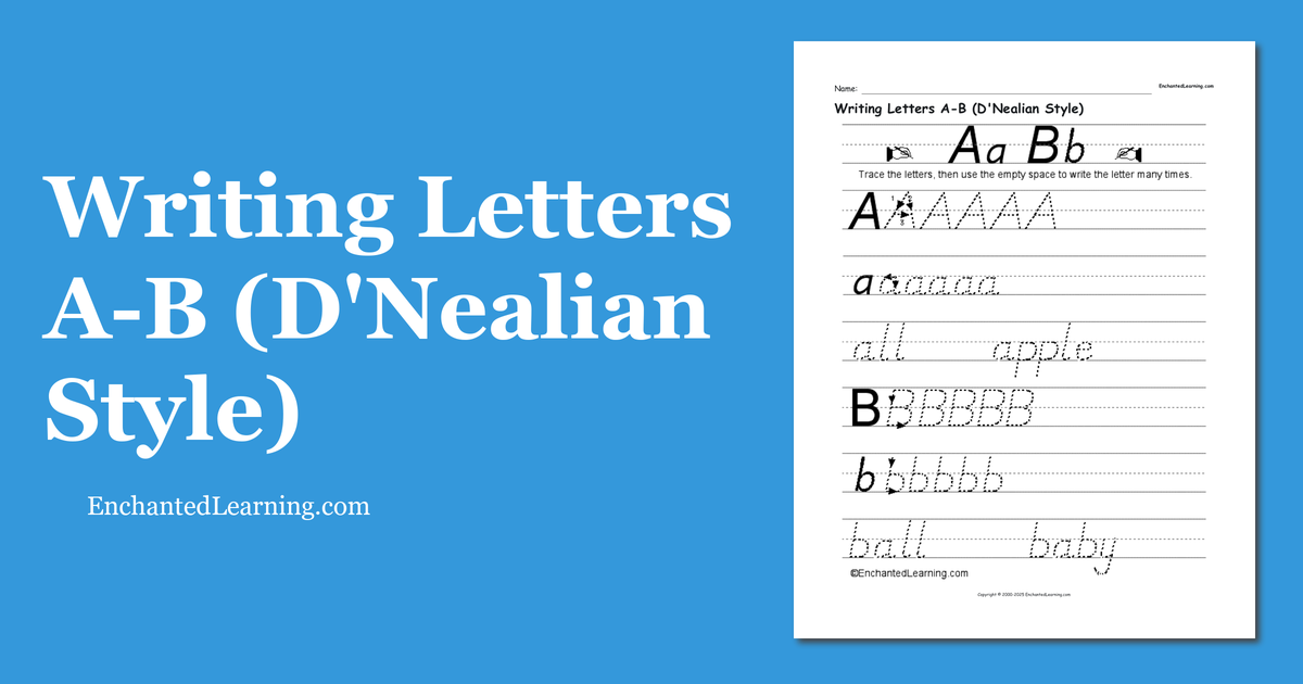 Writing Letters A-B (D'Nealian Style) - Enchanted Learning