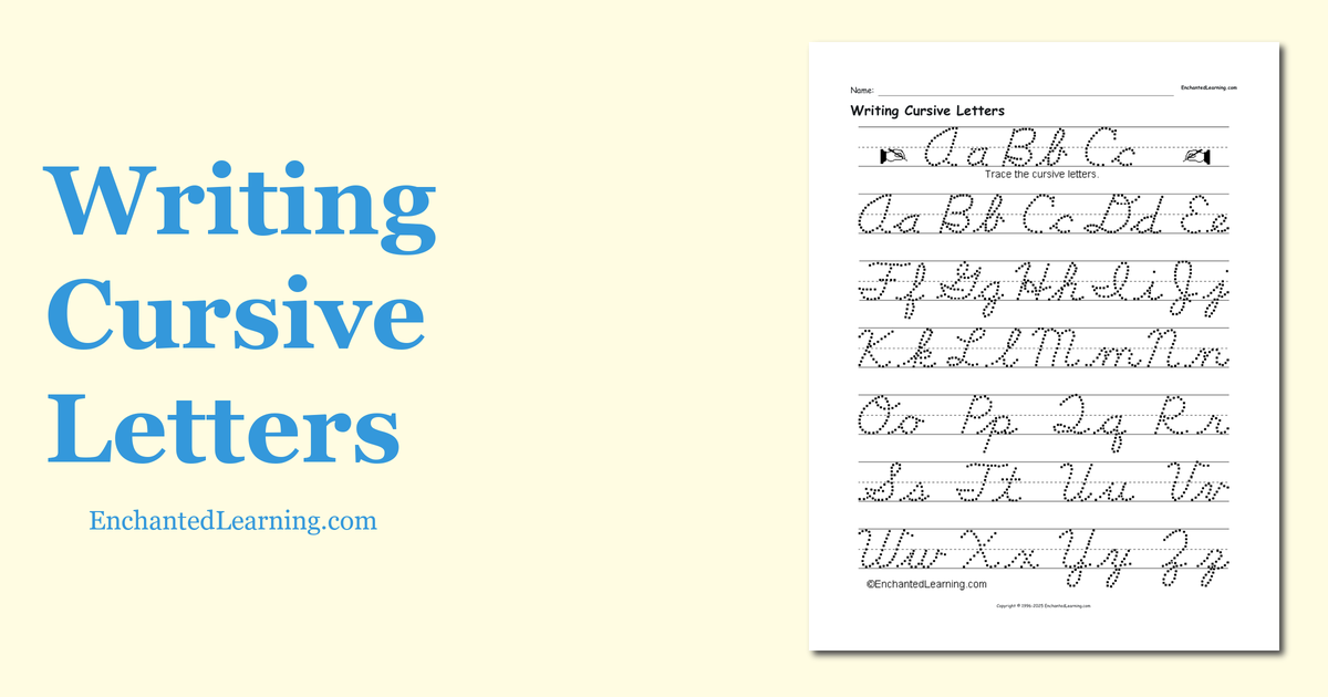 Writing Cursive Letters Enchanted Learning