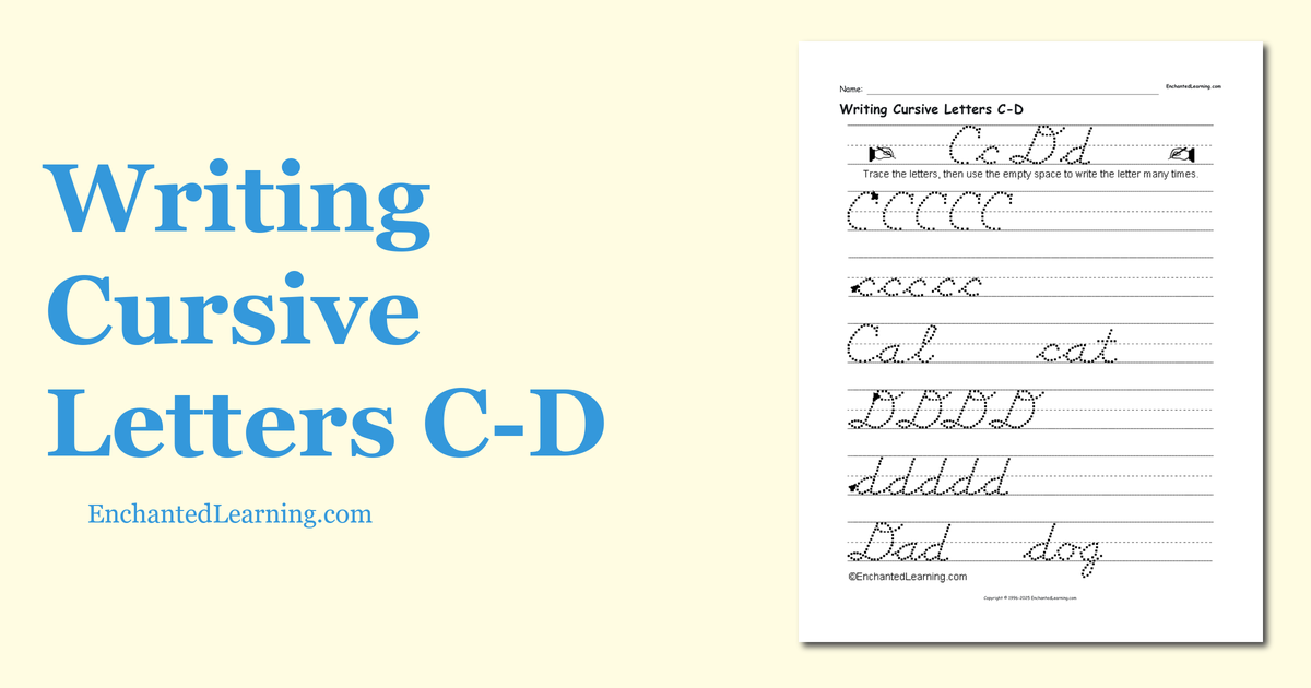 Writing Cursive Letters C-D - Enchanted Learning