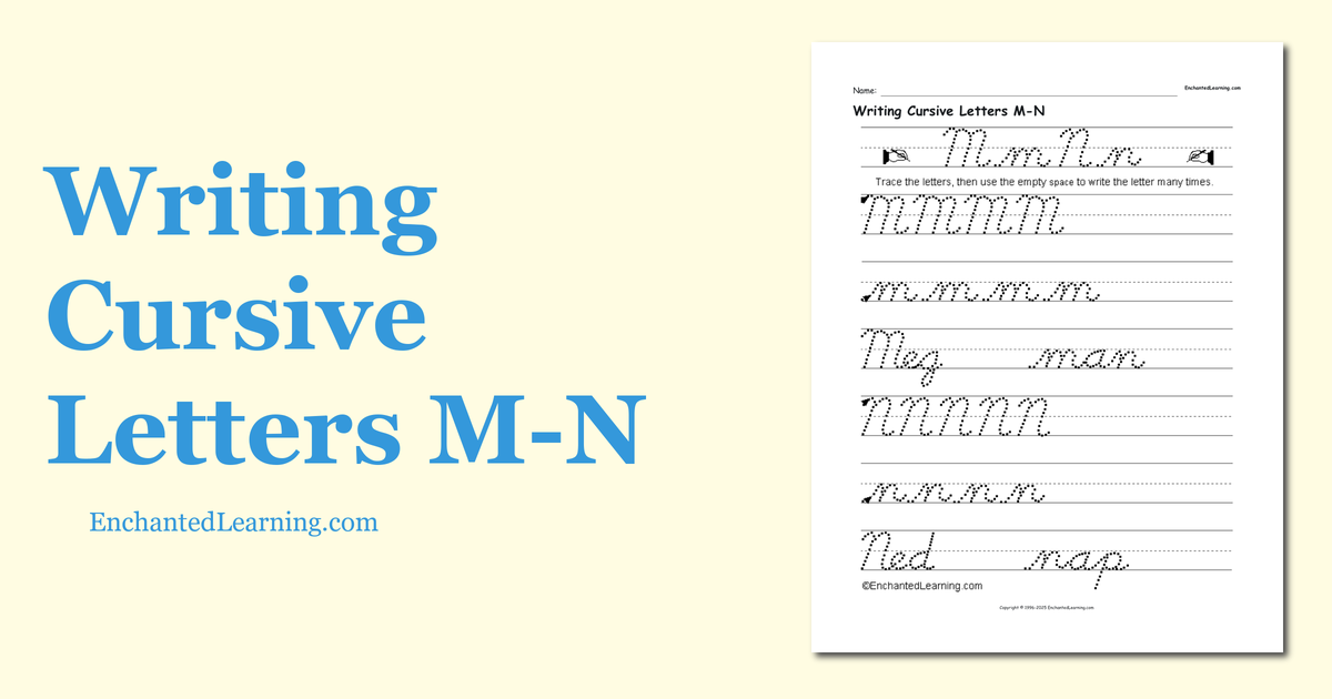 Writing Cursive Letters M-N - Enchanted Learning