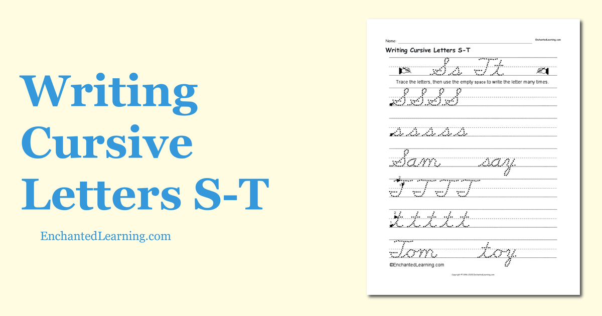 Writing Cursive Letters S-T - Enchanted Learning