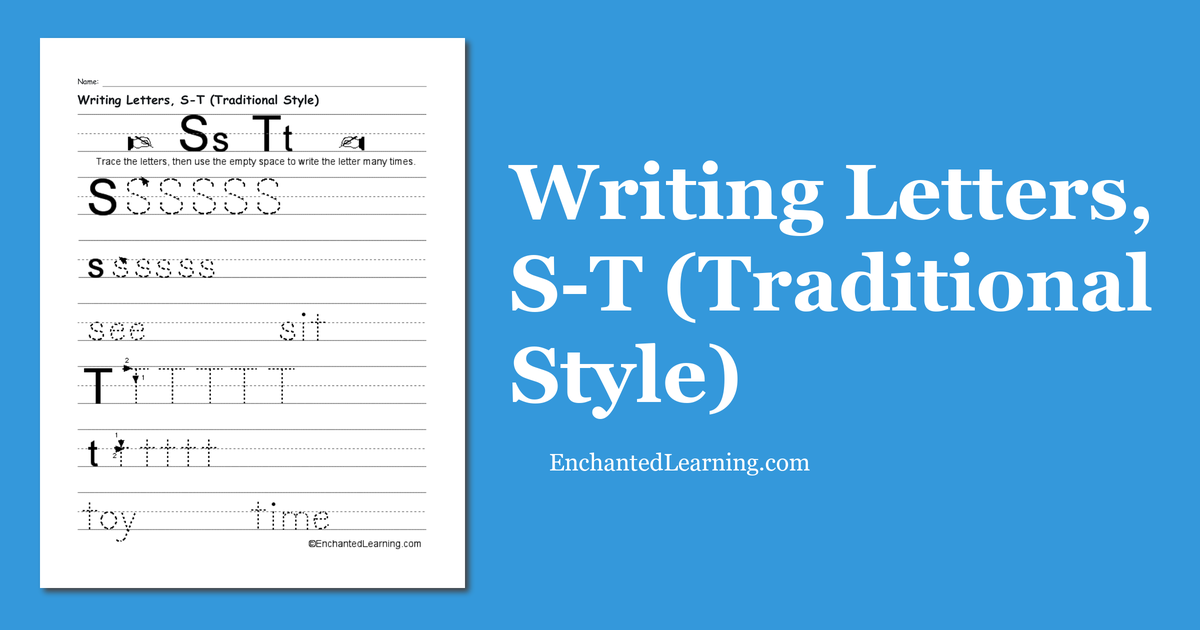 Writing Letters, S-T (Traditional Style) - Enchanted Learning