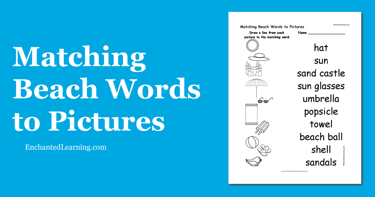 Matching Beach Words to Pictures - Enchanted Learning