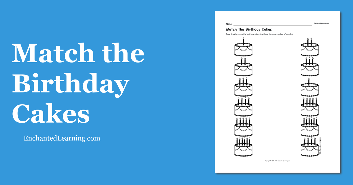 Match the Birthday Cakes - Enchanted Learning