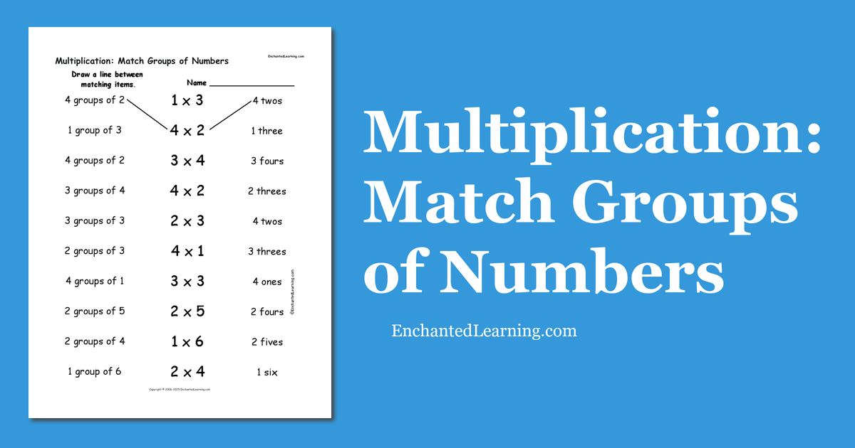 Multiplication: Match Groups of Numbers - Enchanted Learning