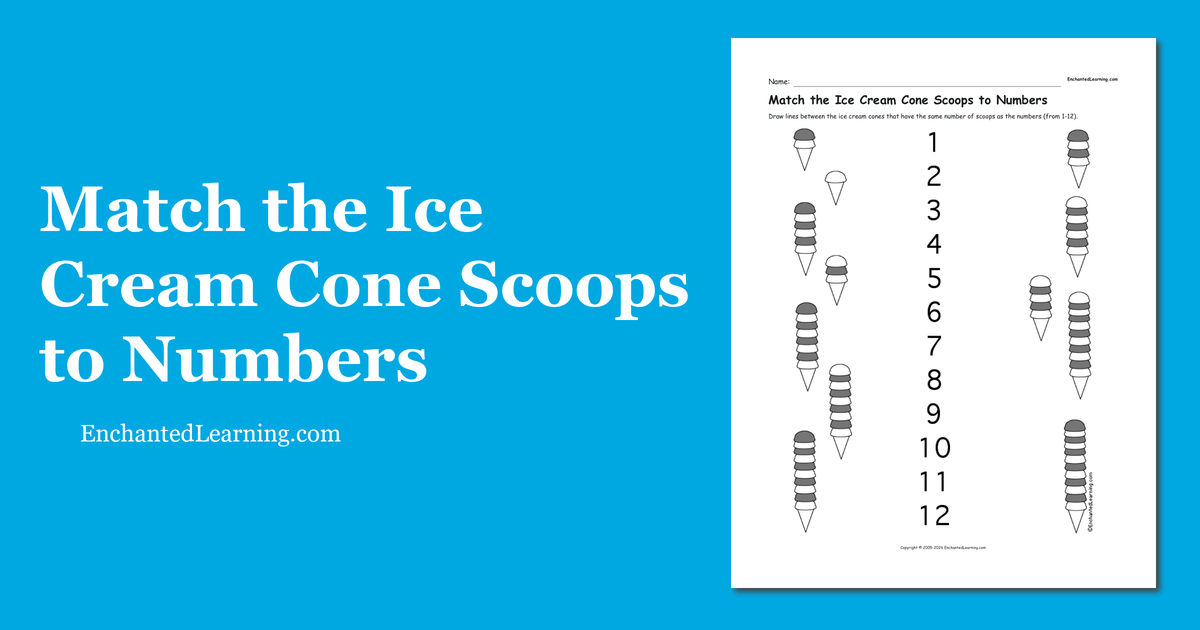 Match the Ice Cream Cone Scoops to Numbers - Enchanted Learning