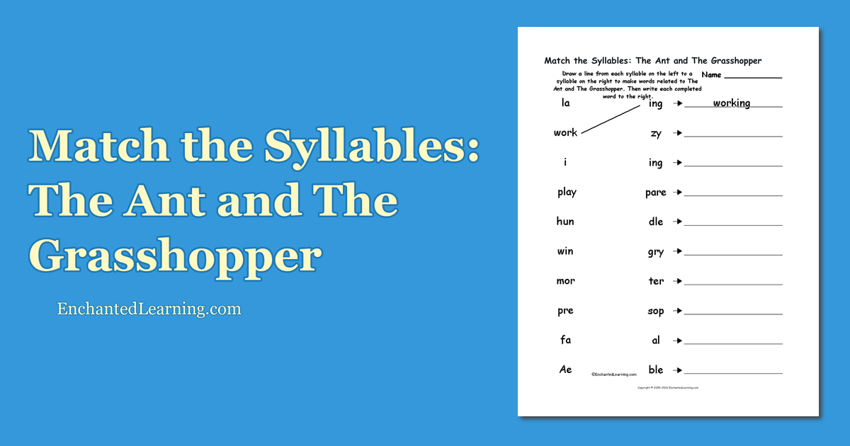 Match the Syllables: The Ant and The Grasshopper - Enchanted Learning