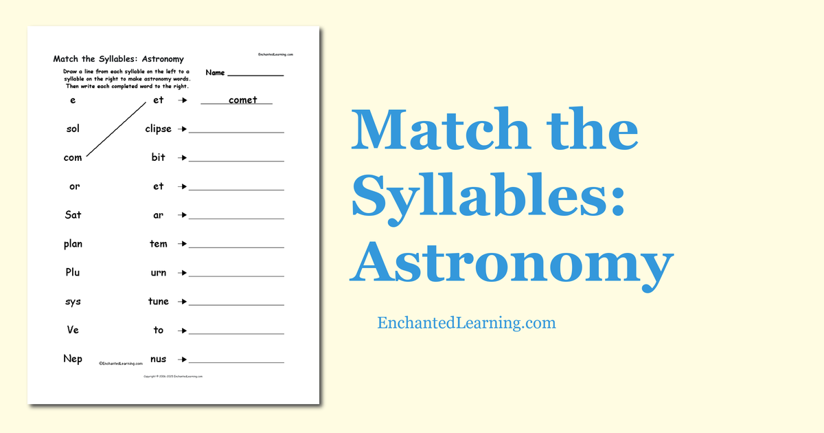 Match the Syllables: Astronomy - Enchanted Learning