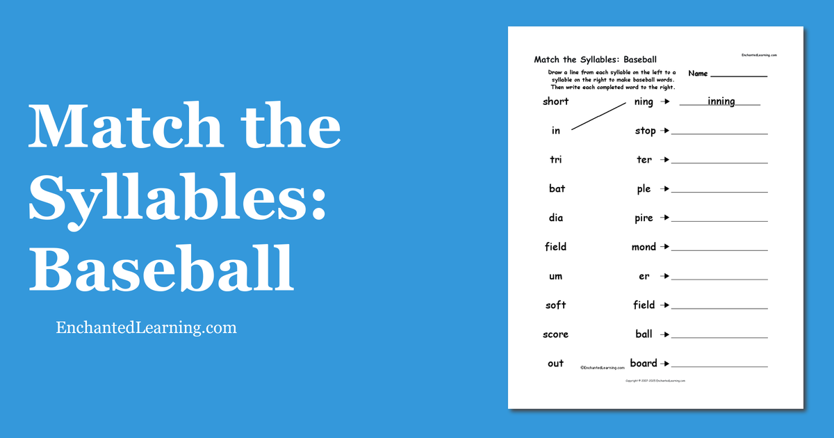 Match the Syllables: Baseball - Enchanted Learning