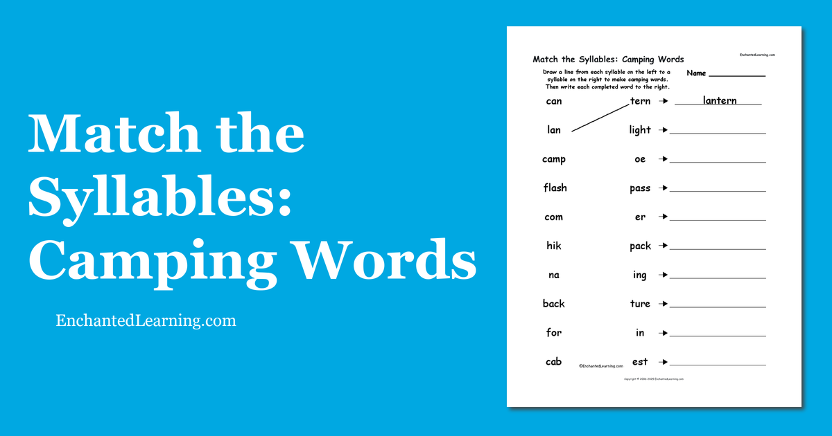 Match the Syllables: Camping Words - Enchanted Learning