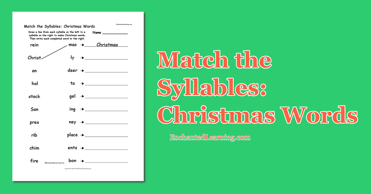 Match the Syllables: Christmas Words - Enchanted Learning
