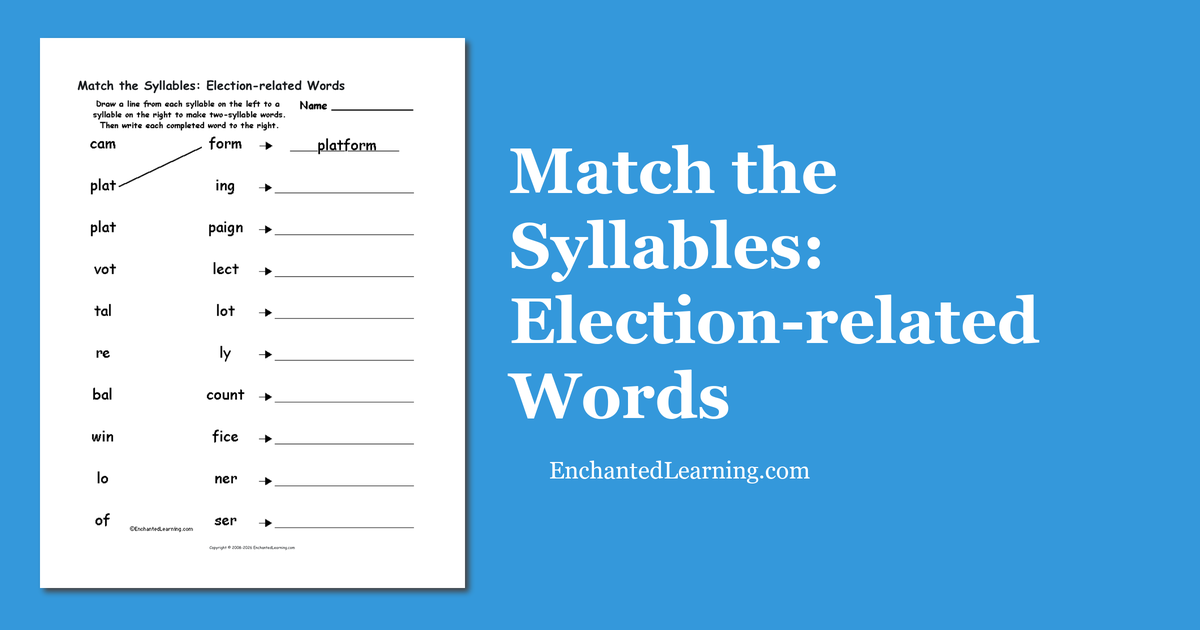 Match the Syllables: Election-related Words - Enchanted Learning