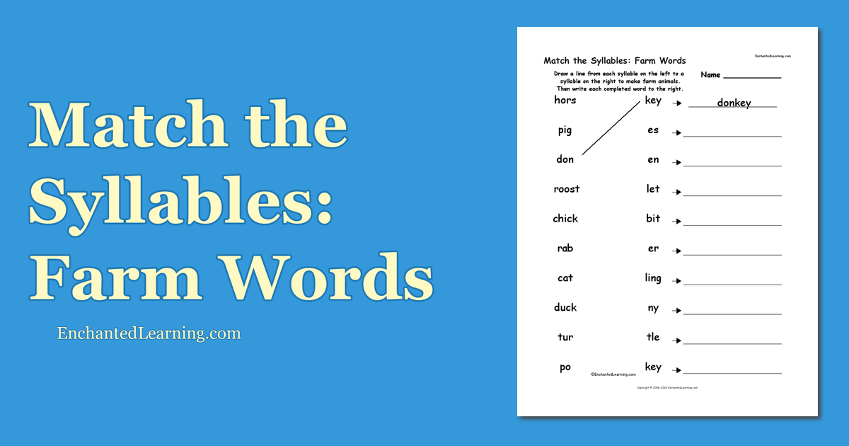 Match the Syllables: Farm Words - Enchanted Learning